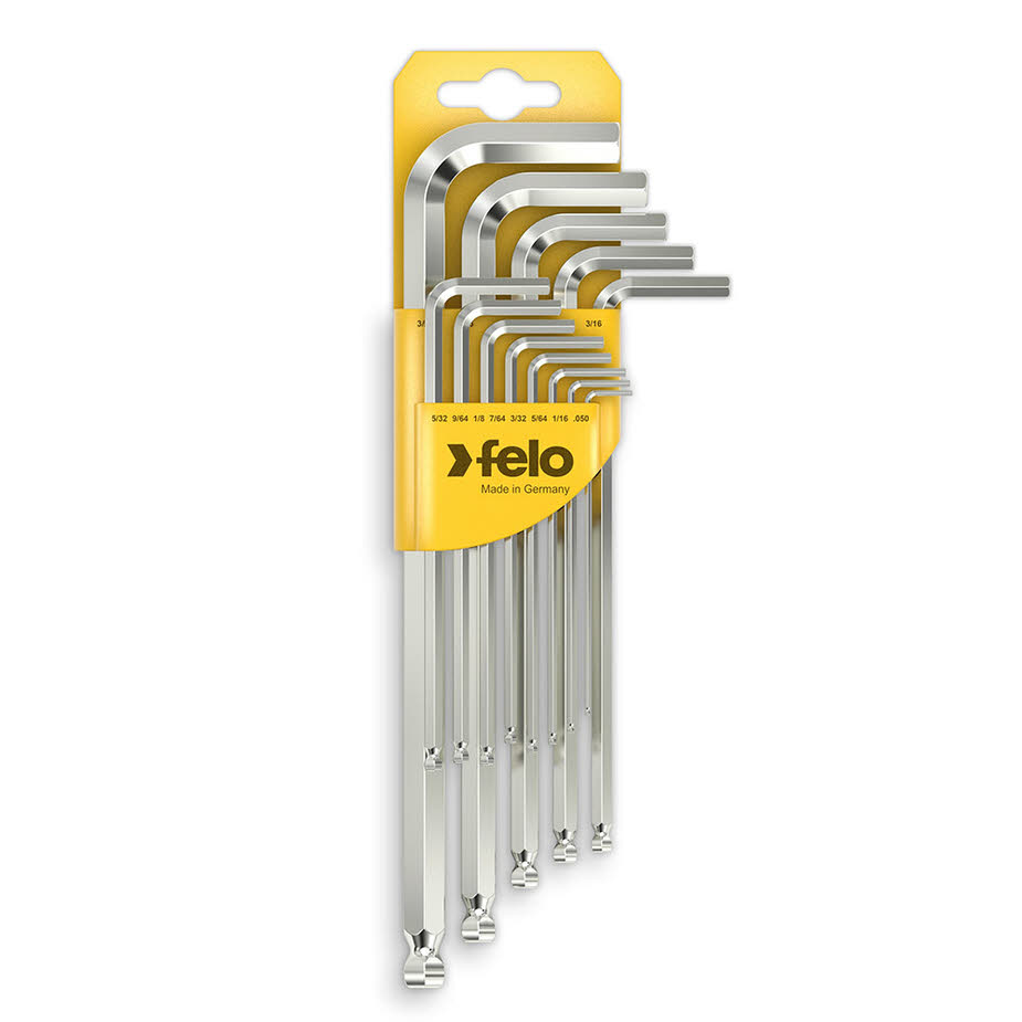 Clé BTR 6 pans en L | Longue | Tête sphérique | 13 pcs | En pouce